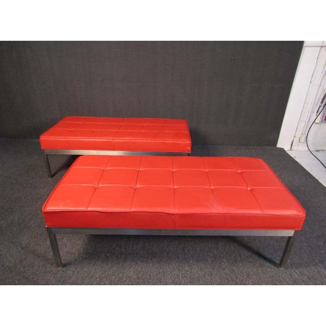Pair of Red Mid-Century Modern Ottomans | Chairish