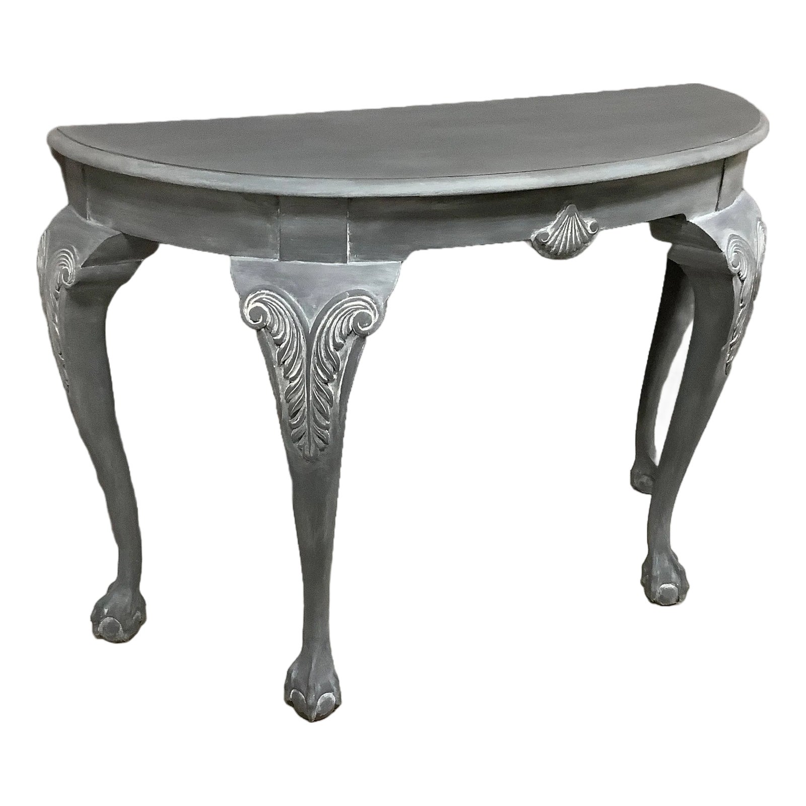 Painted Console Foyer Table Half Round Demilune Painted Deep Gray Moody ...