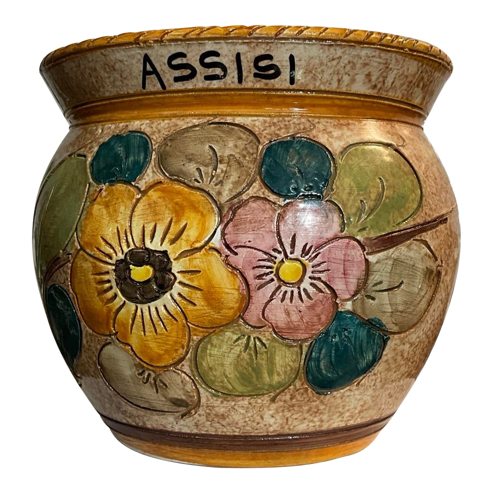 Mid 20th Century Deruta Cachepot Majolica Lagiara Hand Painted Floral ...