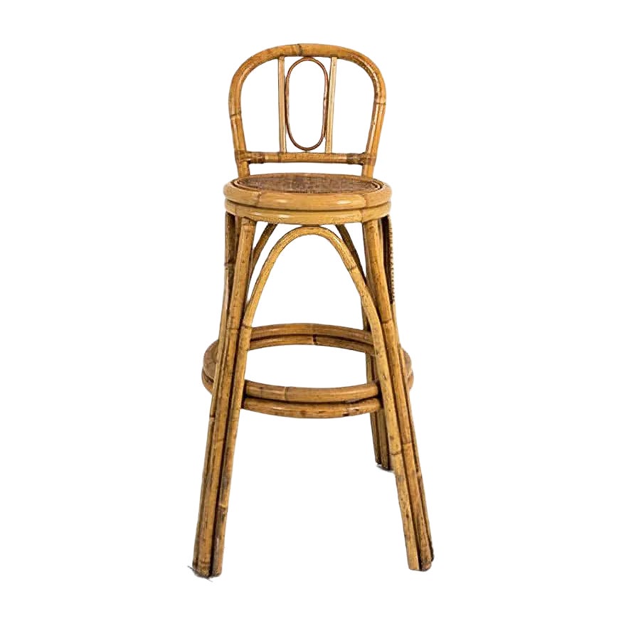 Vintage Bamboo Bar Stool | Chairish