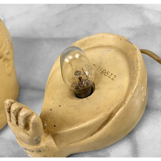 Vintage Chalkware Yawning Baby Nightlight Lamp | Chairish