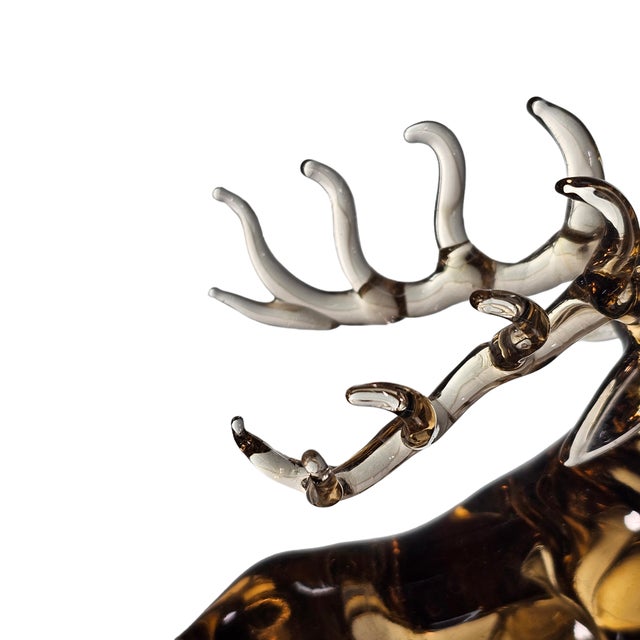 Lamp Work Hand Blown Art Glass Stag Deer Figurine 7.75" | Chairish