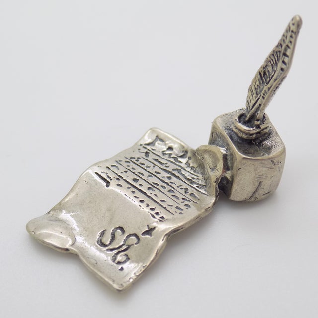 Vintage Italian Handmade Genuine Silver Pen, Paper and Ink Dollhouse ...