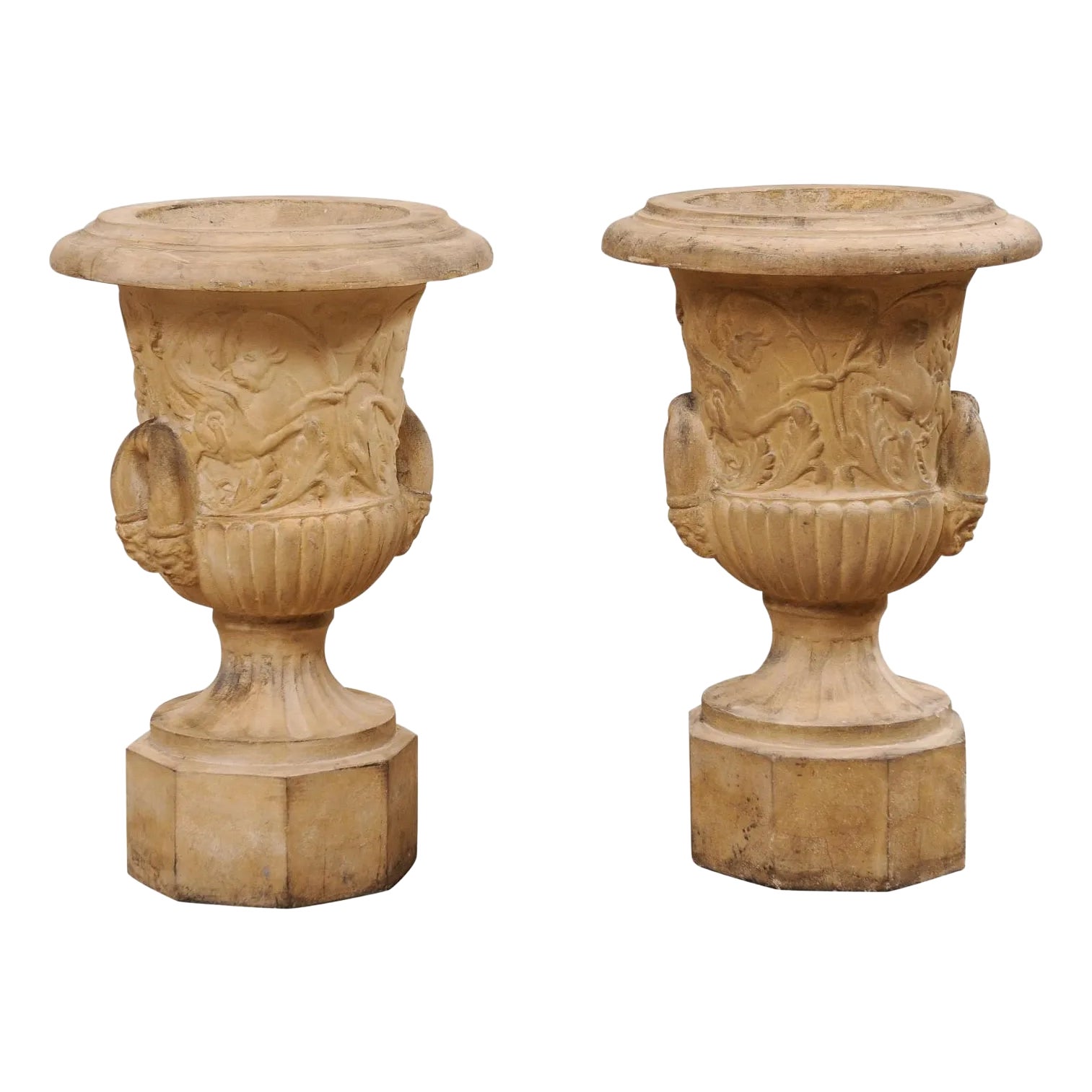 Antique English Pair Terracotta Garden Urns | Chairish