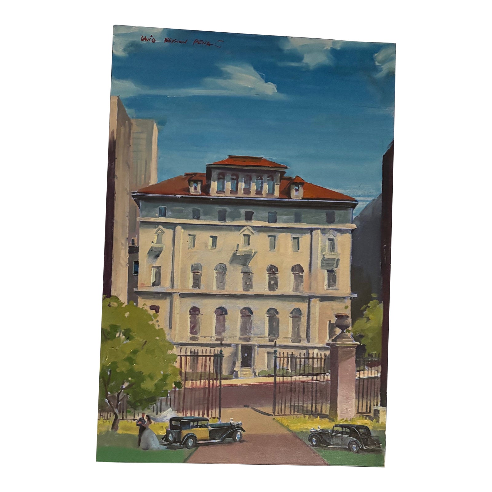 Wedding Day With Classic Cars Original Oil Painting by David Beynon ...