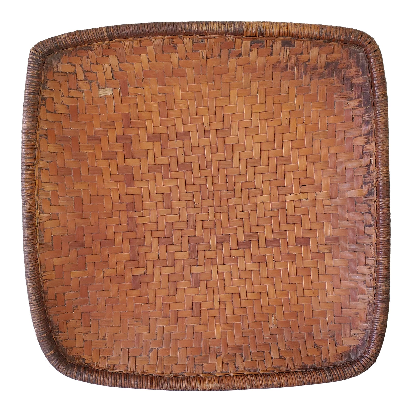 Large Vintage Woven Winnowing Basket Tray | Chairish