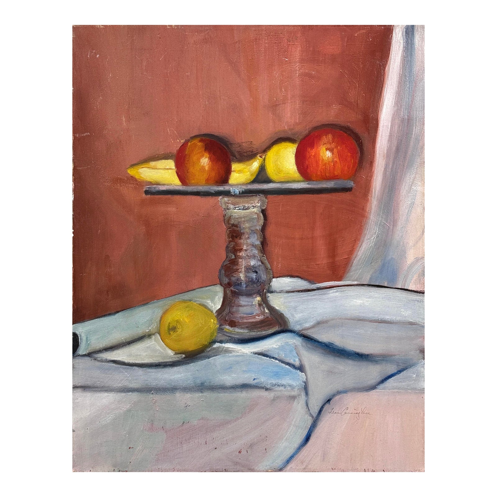 Francis Cunningham - Expressionist Fruit Still Life With Drapes, Signed ...