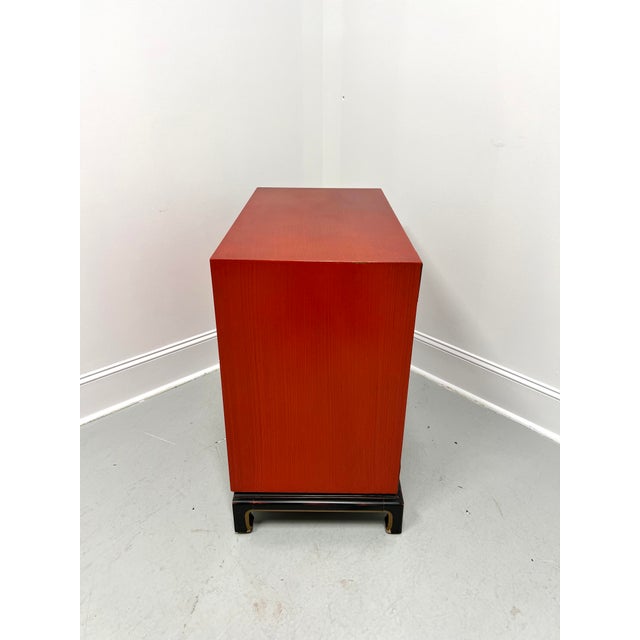 Thomasville Red & Black Lacquered Asian Campaign Style Console Cabinet ...