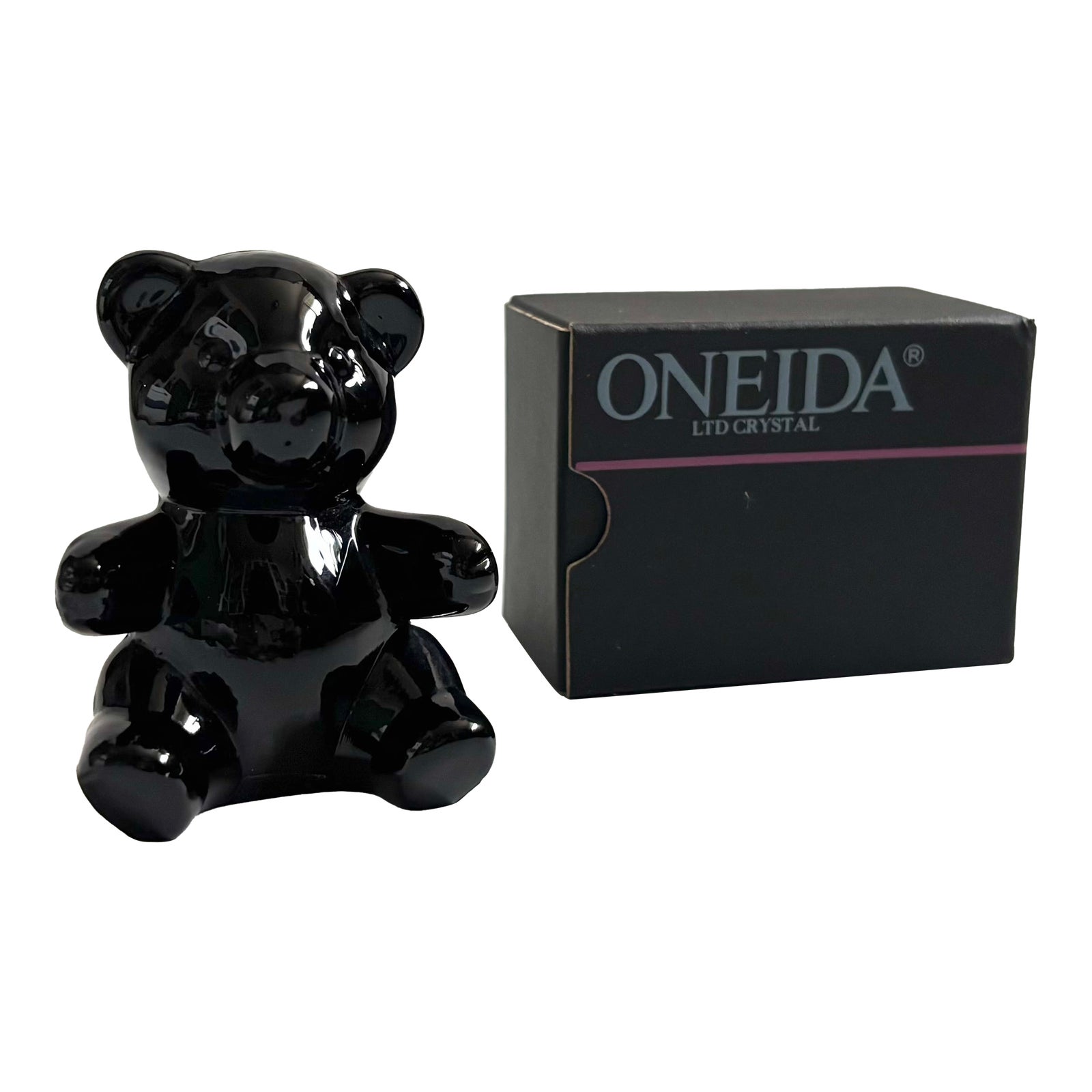 Black Crystal Bear Figurine by Oneida | Chairish