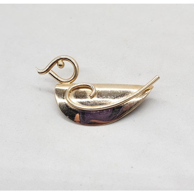 Vintage Signed Napier Modernist Goldtone Duck Brooch | Chairish