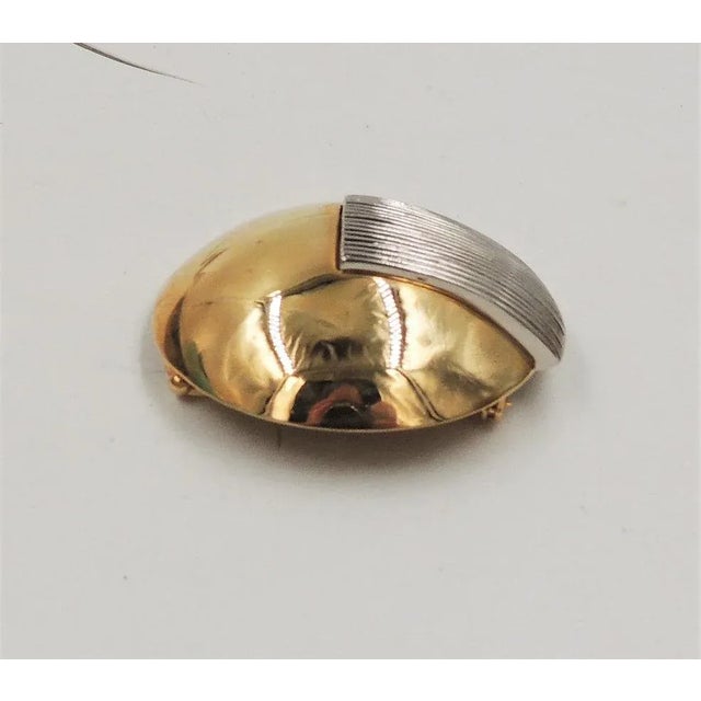 Vintage Courreges Modernist Round Goldtone & Silvertone Brooch | Chairish