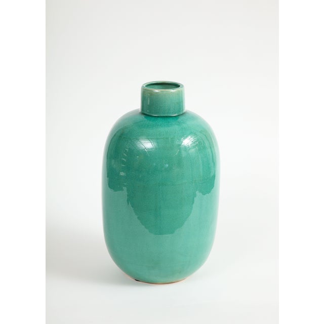Teal Pottery Vase Circa 1960 | Chairish