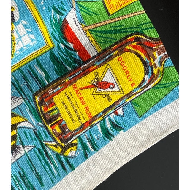 Vintage 1950's Lithographed Caribbean Barbados Rum Bar Towel | Chairish