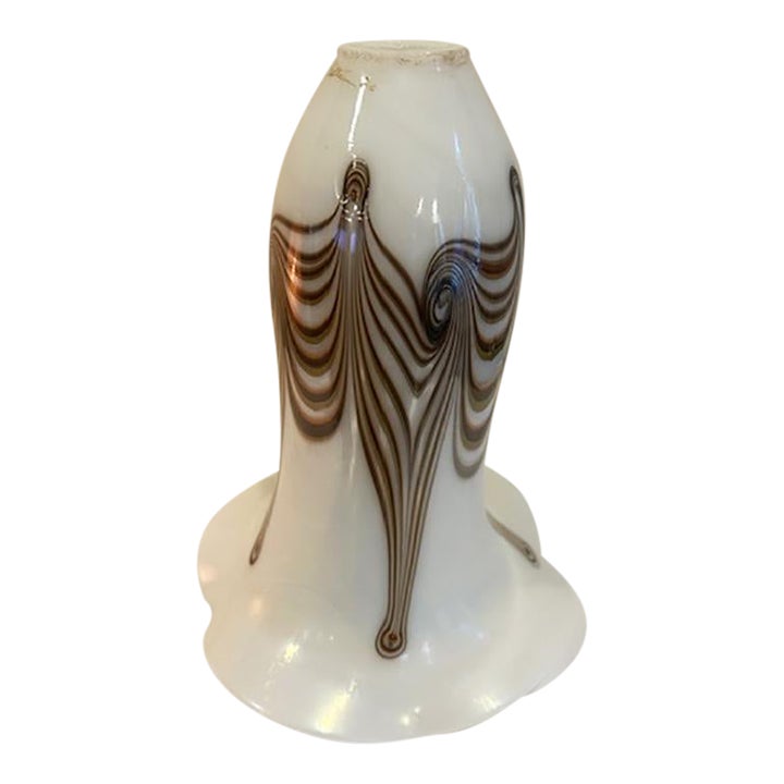 1970s Fellerman Feather Glass Pendant Lamp Shade | Chairish