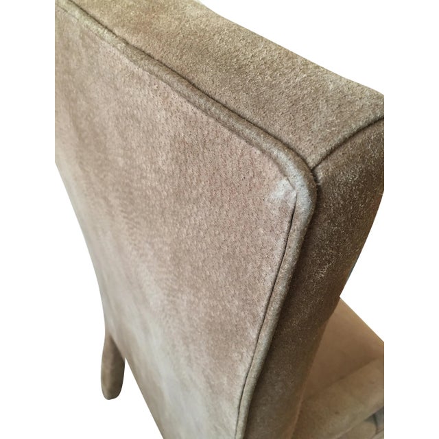 Sueded Leather Parsons Arm Chairs - a Pair | Chairish