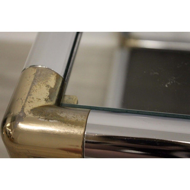 Baughman Style Brass & Chrome Tubular Cube Side End Table | Chairish