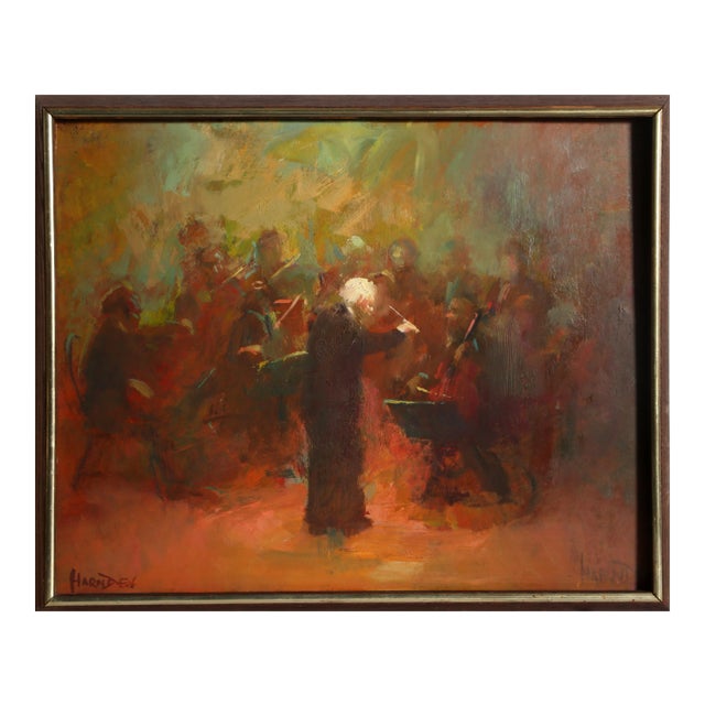 William Harnden, Conductor With Orchestra, Oil on Board | Chairish