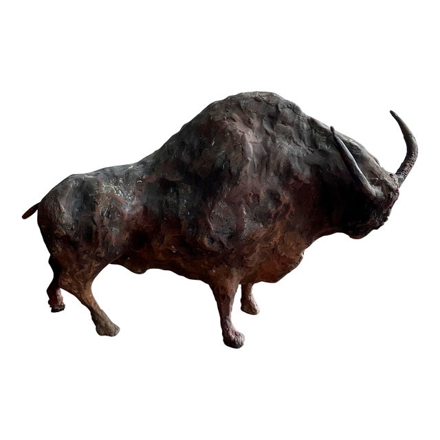 Late 20th Century Abstract Bronze Bull Sculpture | Chairish