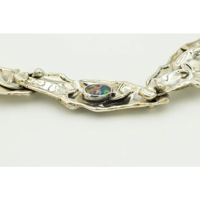 Modernist Stylized Melting Sterling Silver Opal Necklace | Chairish