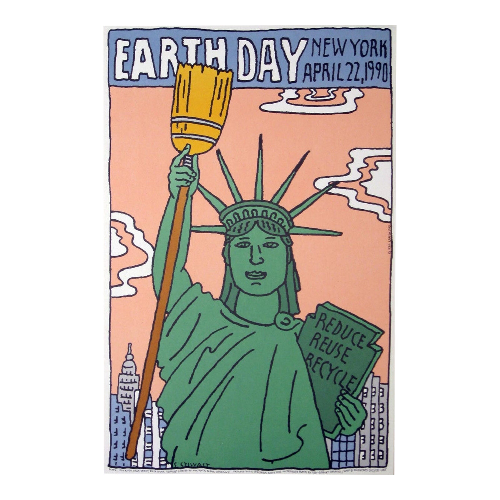 Earth Day 1990 New York City - Vintage Pop Art Poster by Seymour Chwast ...
