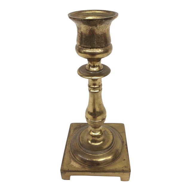 English Made Solid Brass Candle Holder | Chairish