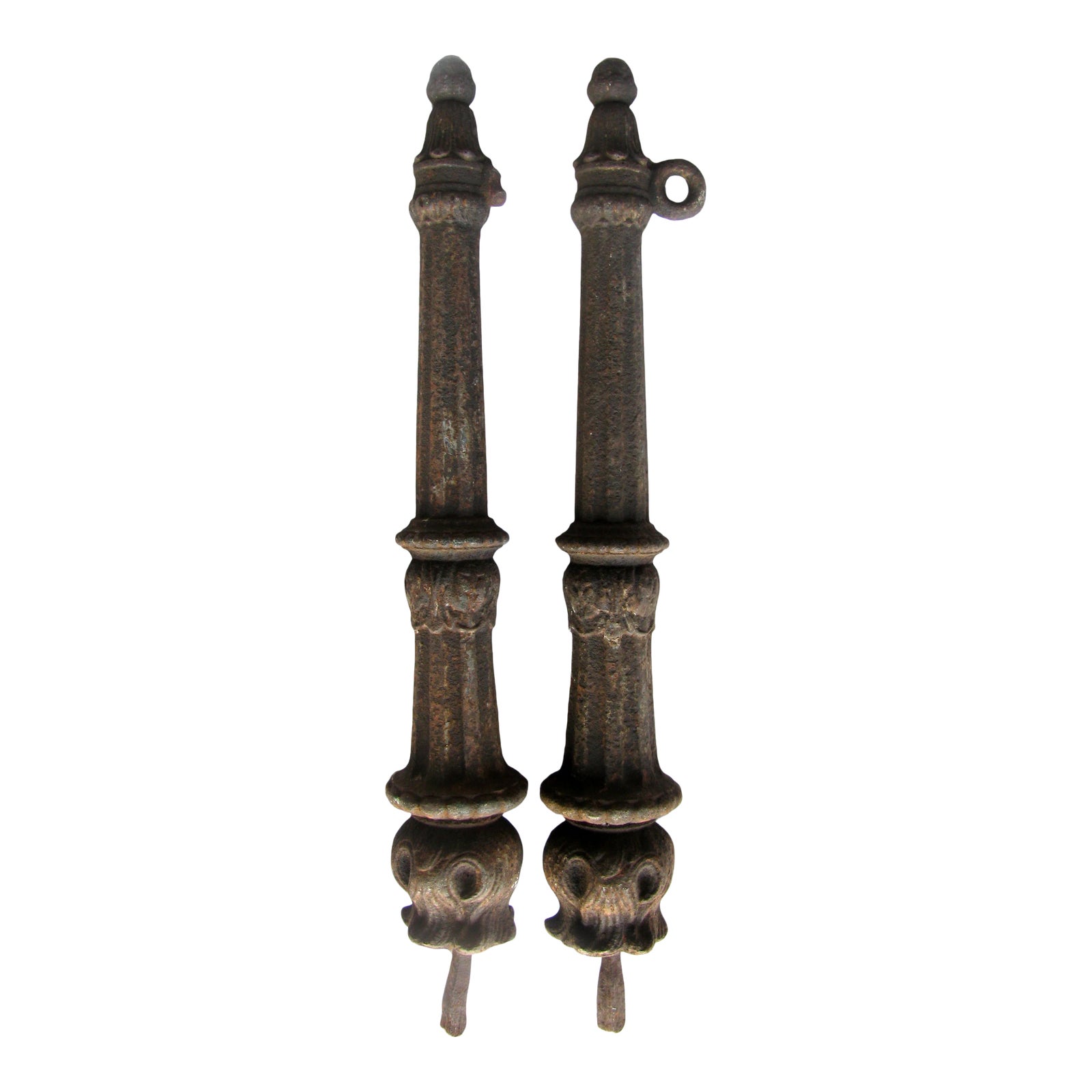 19th C. French Iron Fence Posts, Pair | Chairish