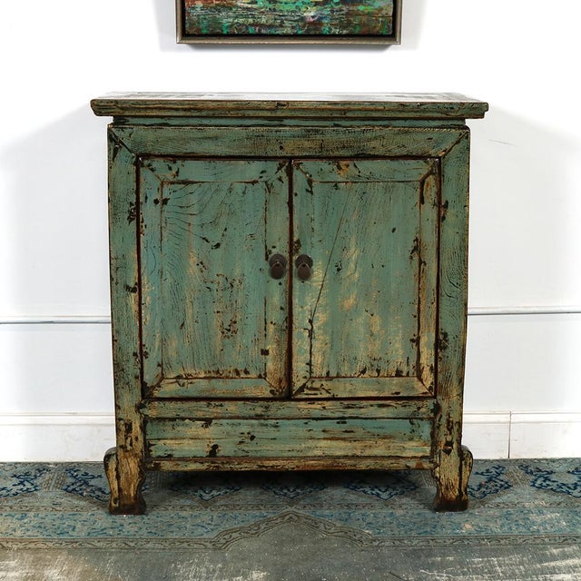 Antique Chinese Lacquered Elm Hall Cabinet | Chairish