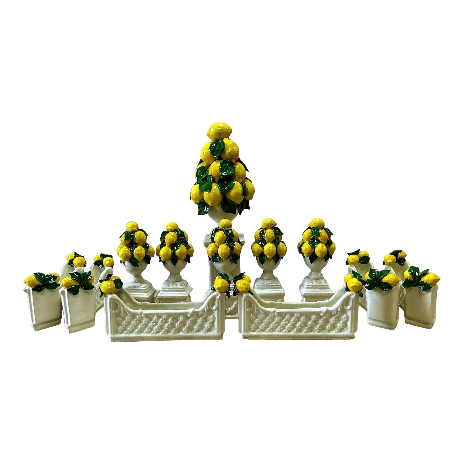 Regency Style Italian Ceramic Lemon Topiary Table Decor / Vases ...