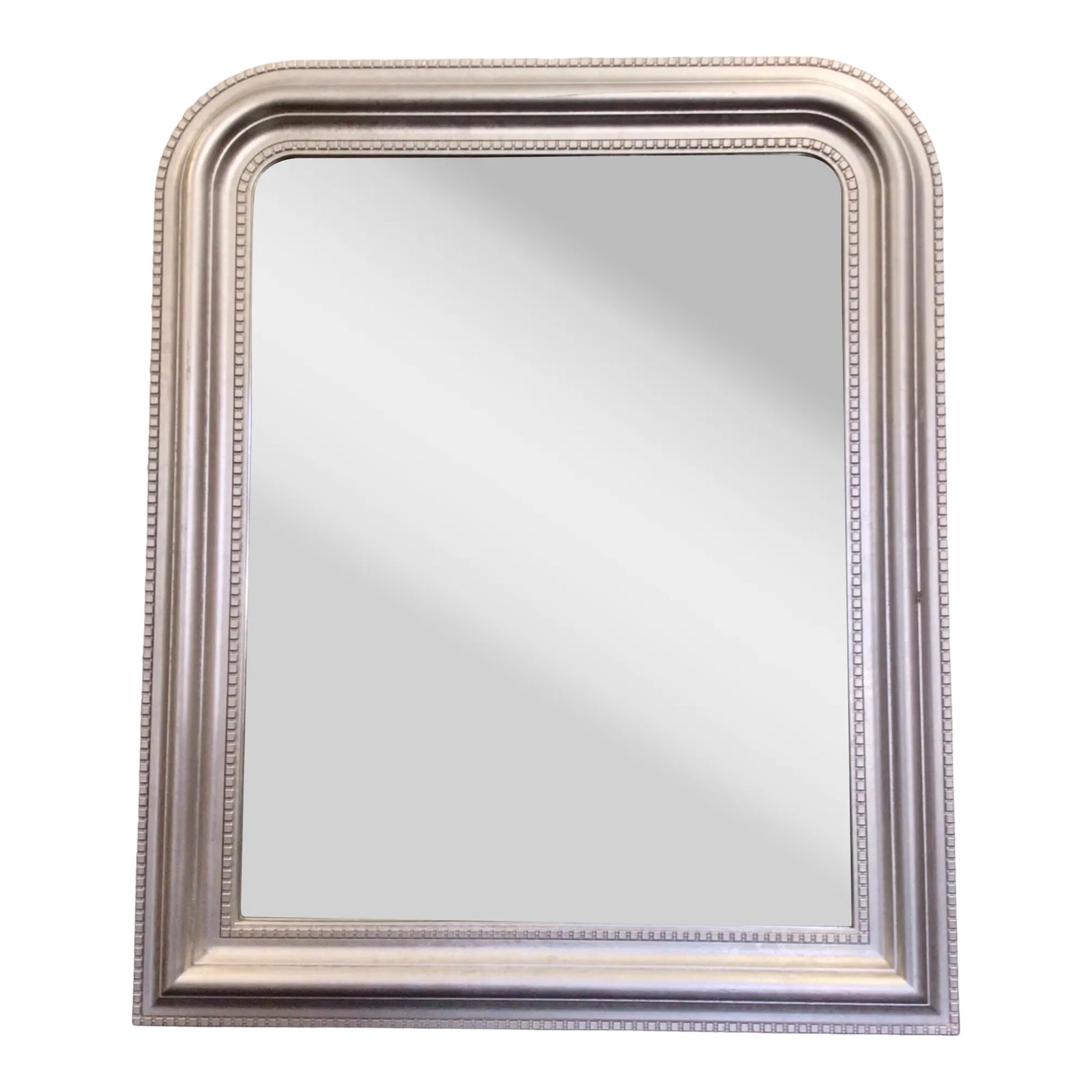 2000s Louis Philippe Style Silver Painted Wood Arched Framed Wall ...