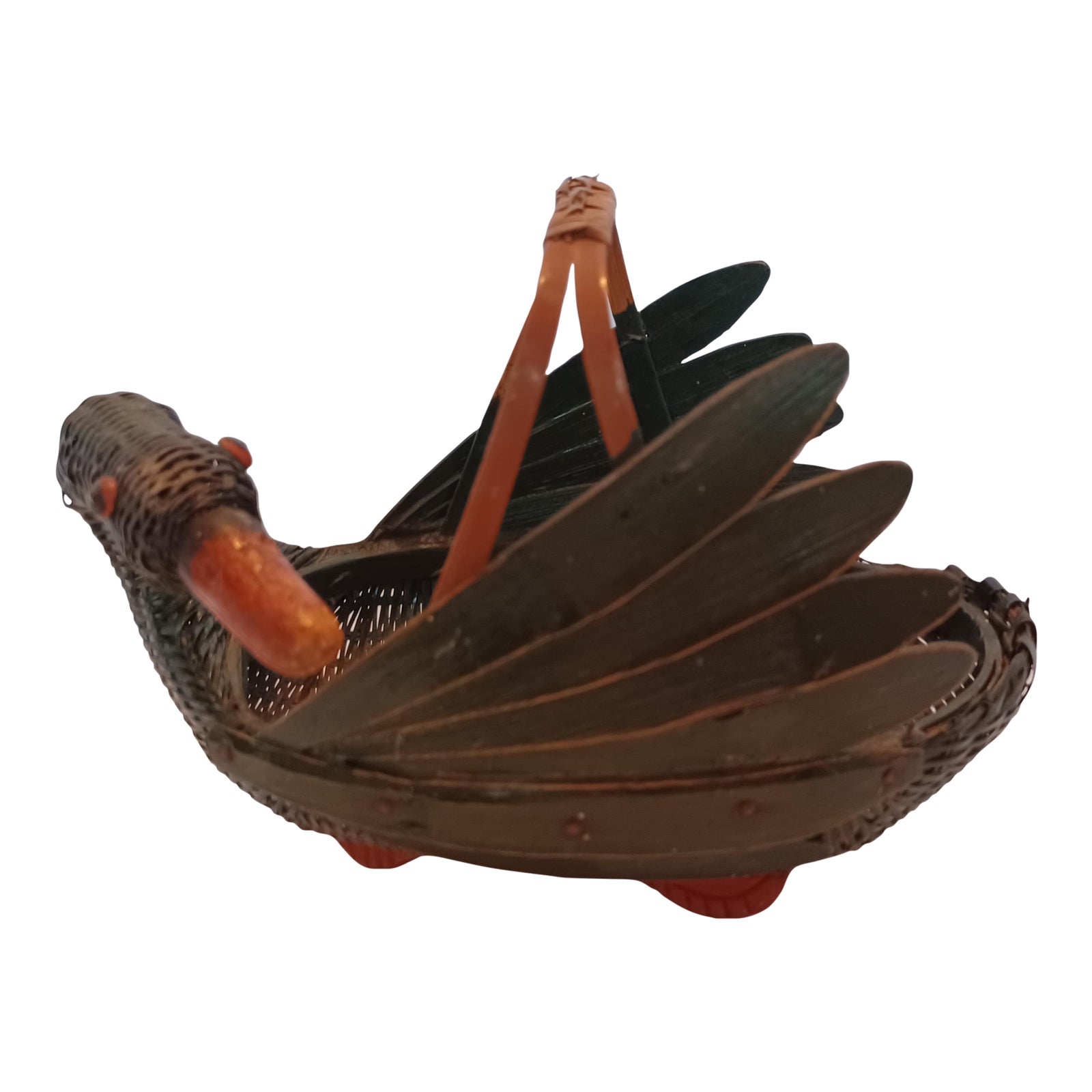 Split Reed Wicker Swan Basket | Chairish