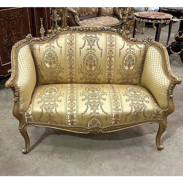 French Baroque Style Gold Sofa | Chairish