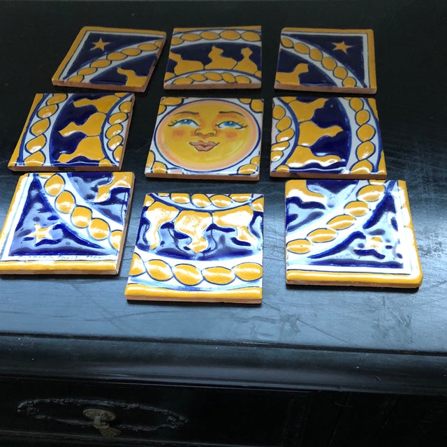 1990s Vintage Mexican Tiles - Set of 9 | Chairish