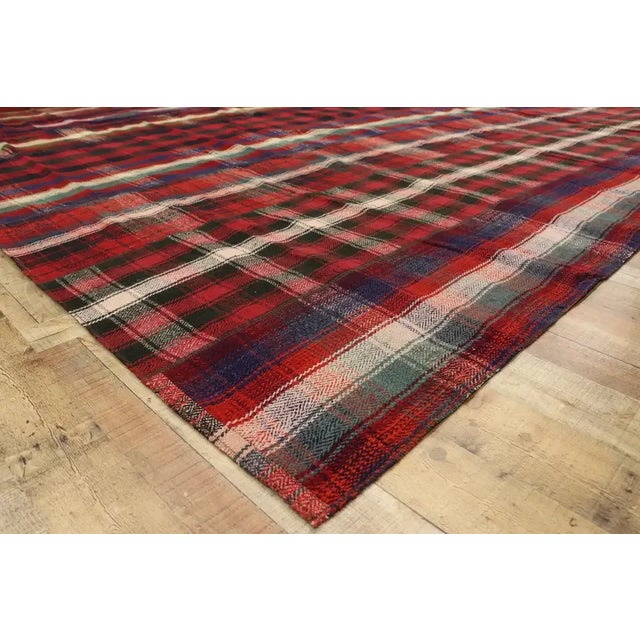Vintage Kilim Tartan Plaid Rug - 12'11 x 15'02 | Chairish
