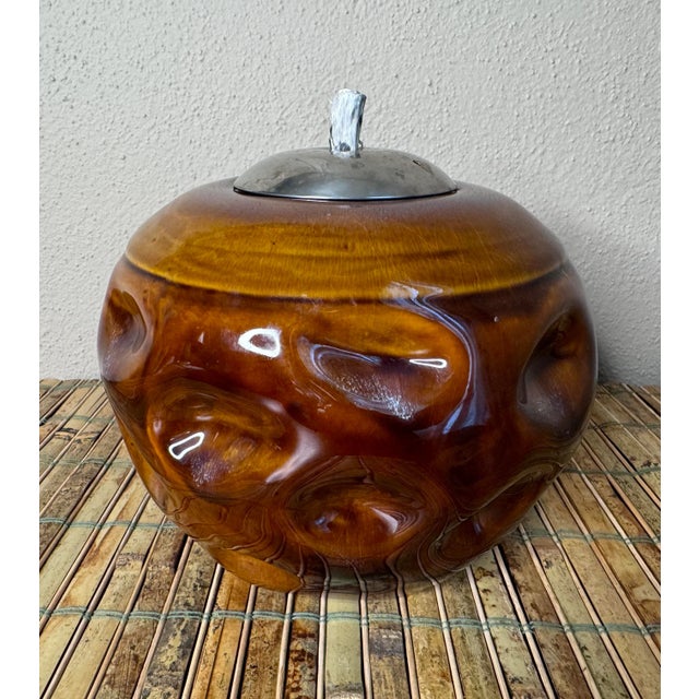 1970s Brown Pottery Oil Lamp | Chairish