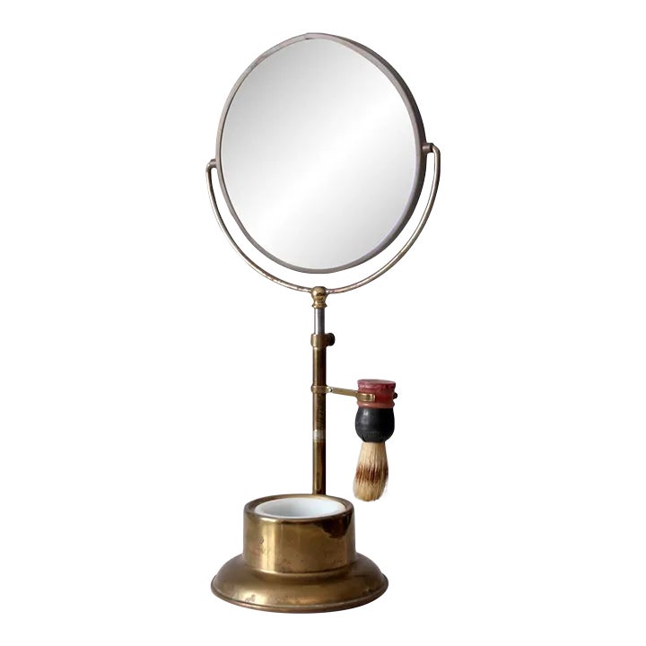 Antique Brass Shaving Mirror Set | Chairish