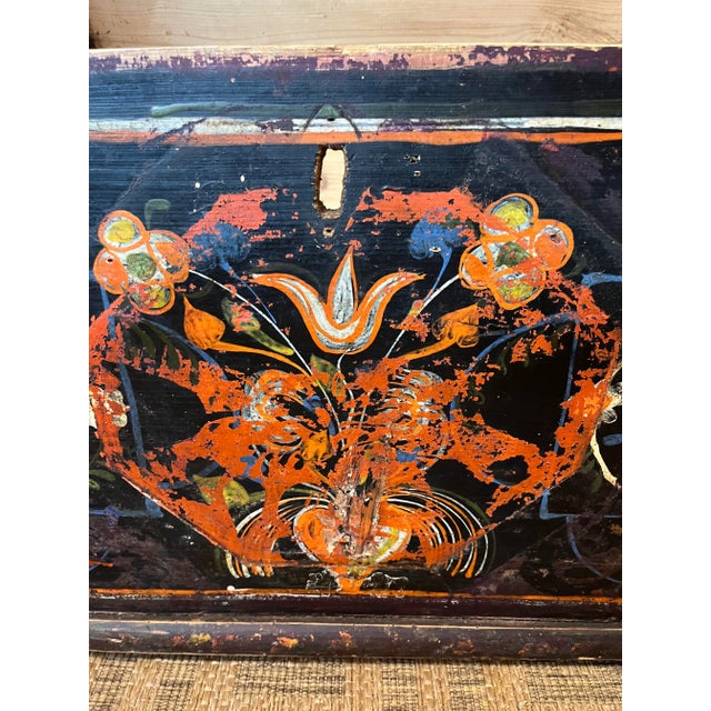 Late 20th Century Hand Painted Antique European Trunk | Chairish