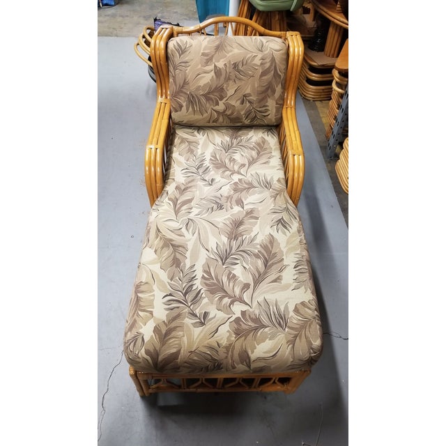 1950s Restored Rattan Three-Strand Arms Chaise Lounge With Reed Rattan ...