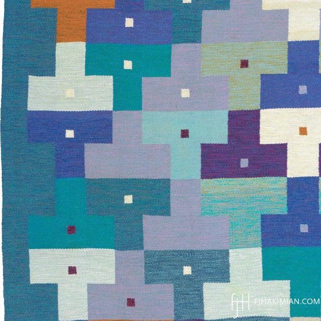 Mid 20th Century Swedish Flat Weave Rug by Agda Osterberg- 9′5″ × 9′9 ...