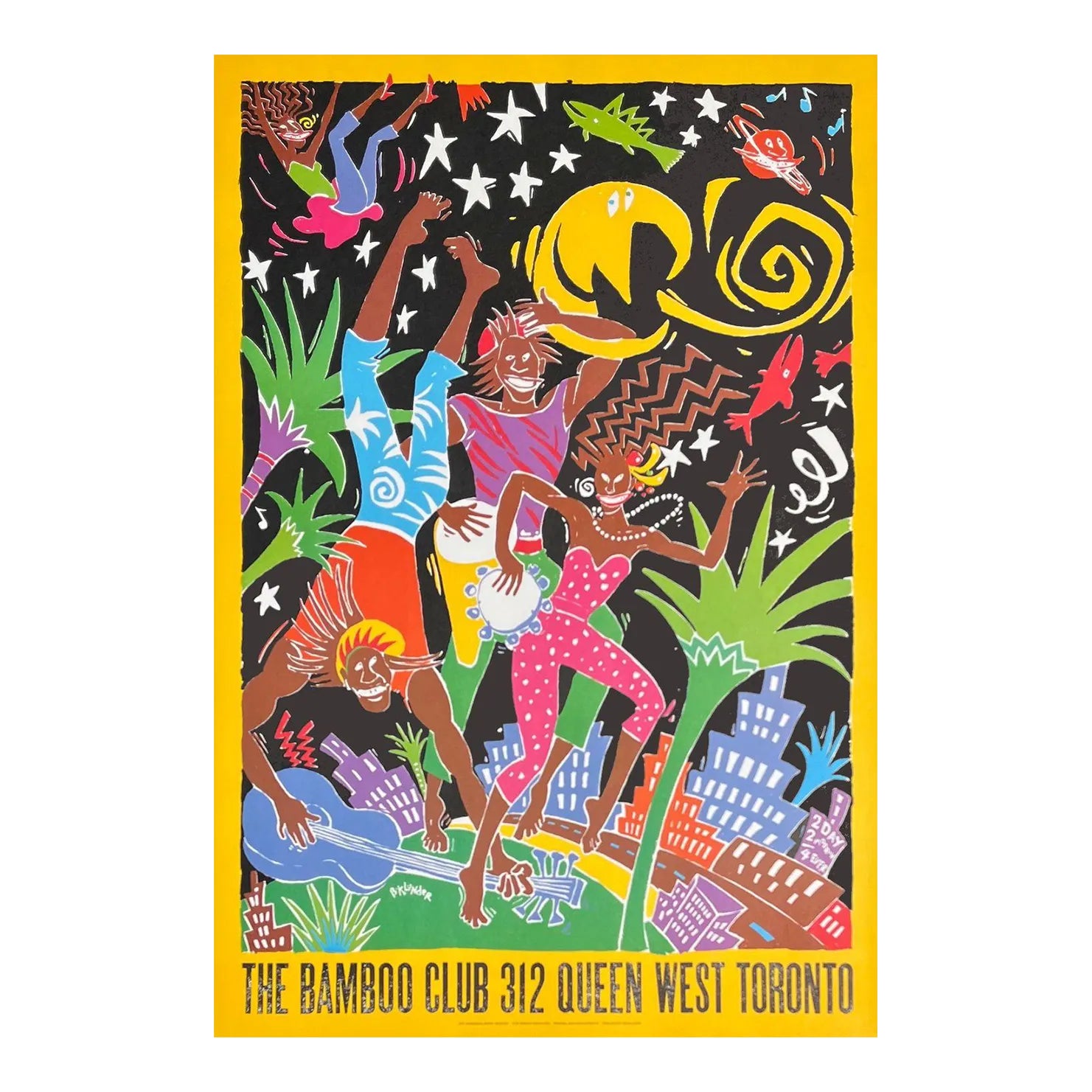 1990 Barbara Klunder the Bamboo Club Toronto Lithograph Poster | Chairish