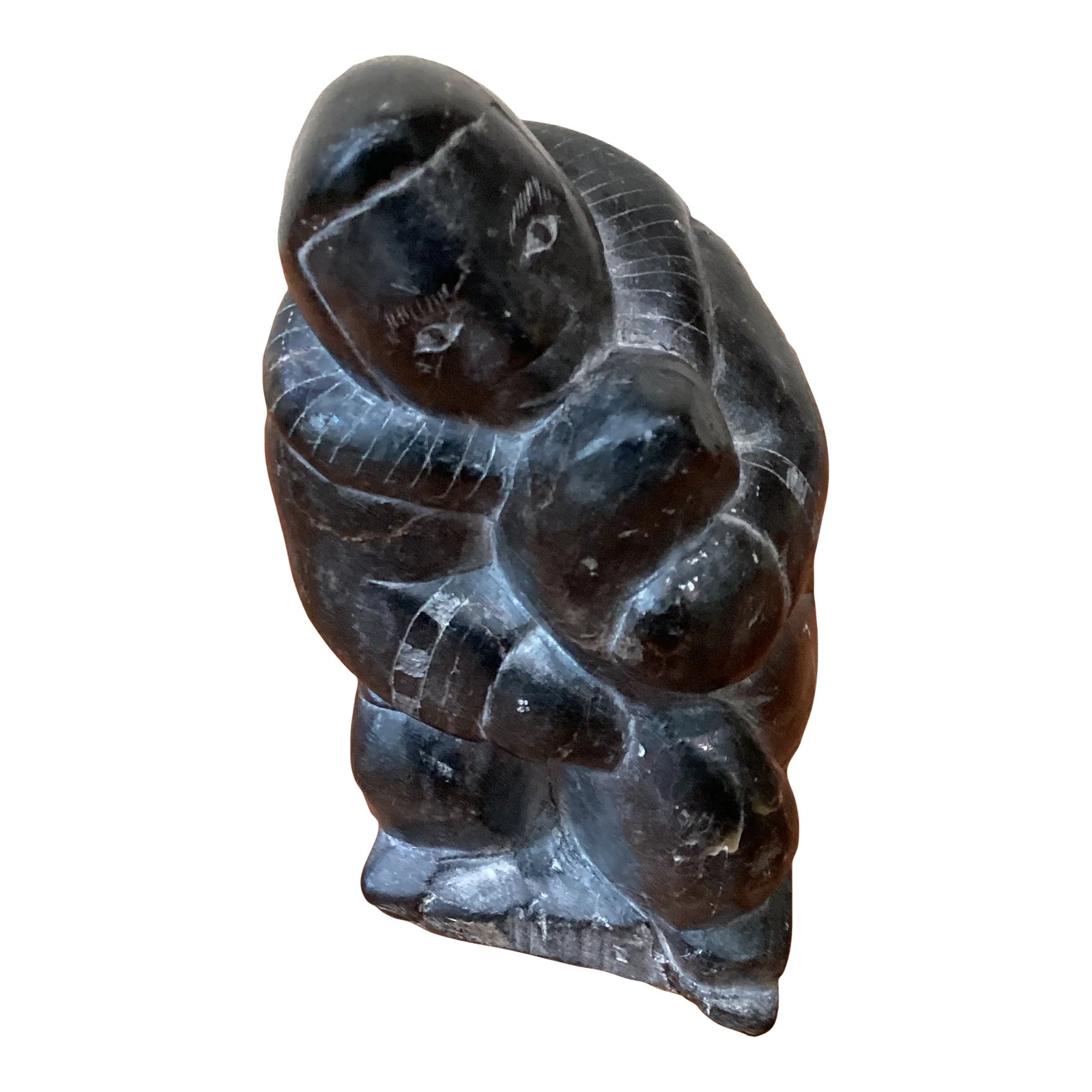 Mid-Century Inuit Eskimo Art Carving Gorgeous Stone Seal Hunter Arist ...