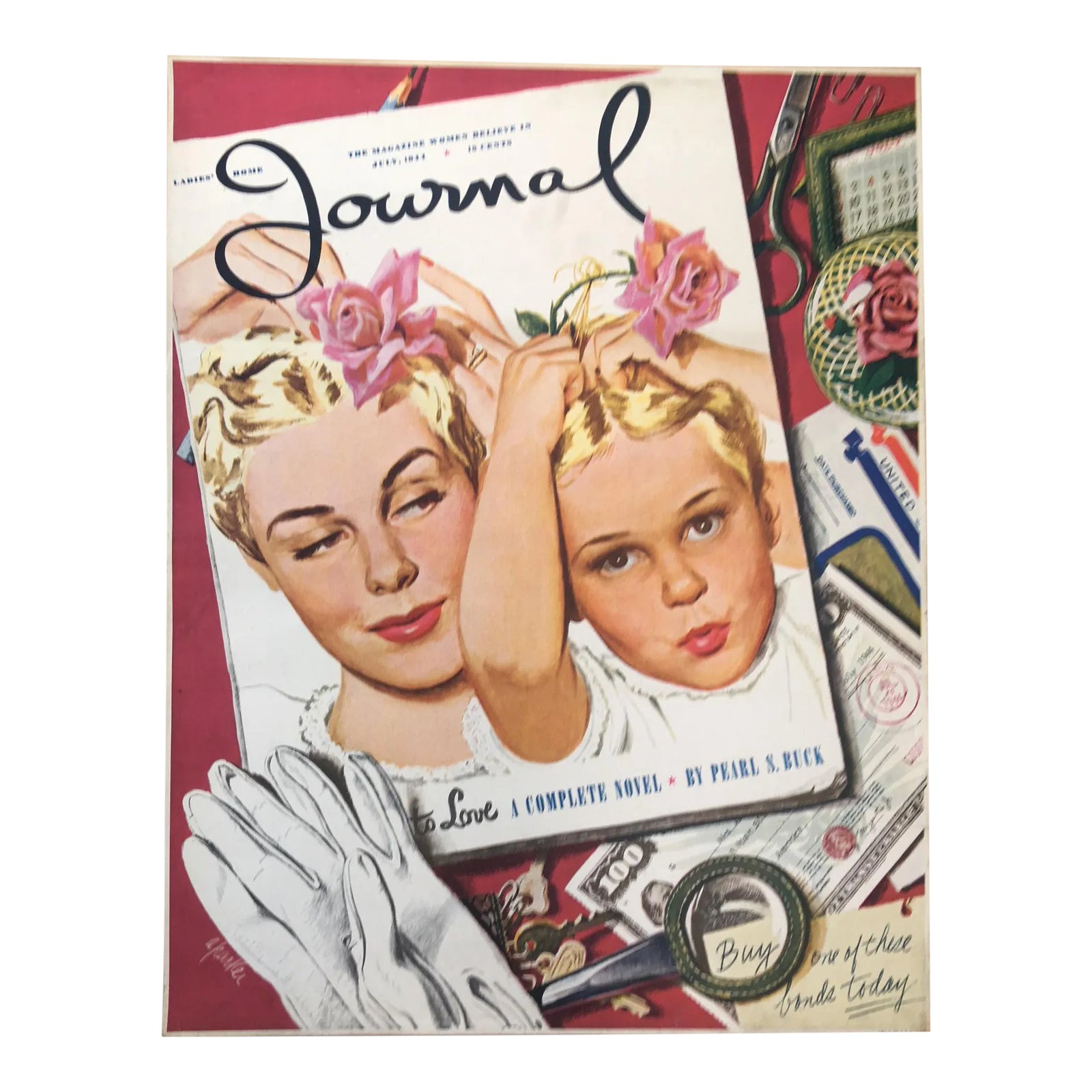 Vintage 1940's Ladies Home Journal Newsstand Poster | Chairish