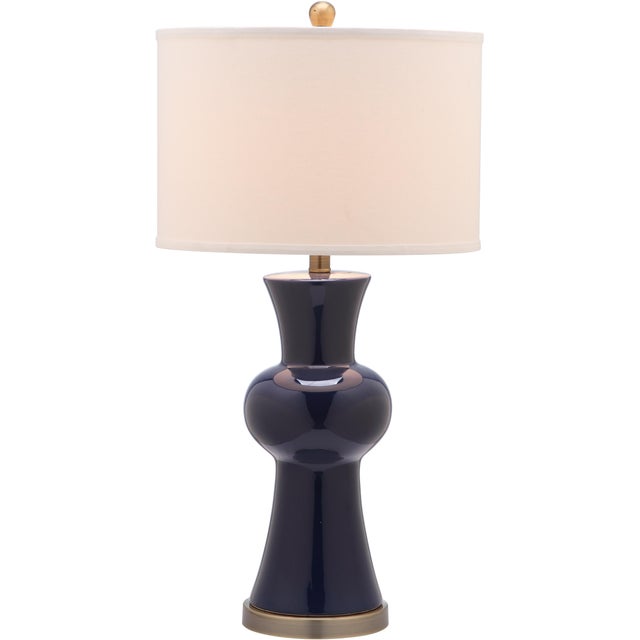 30 Inch H Column Table Lamp in Navy - a Pair | Chairish