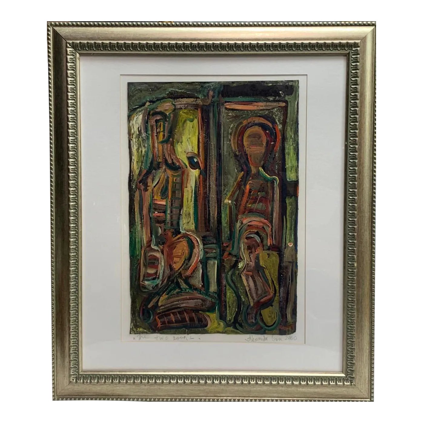 Mid 20th Century "The Two Doors" Abstract Figurative Painting by ...