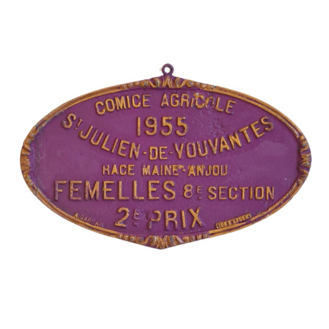 Vintage Lavender & Gold 1955 French Agricultural Farm Animal Show Prize ...