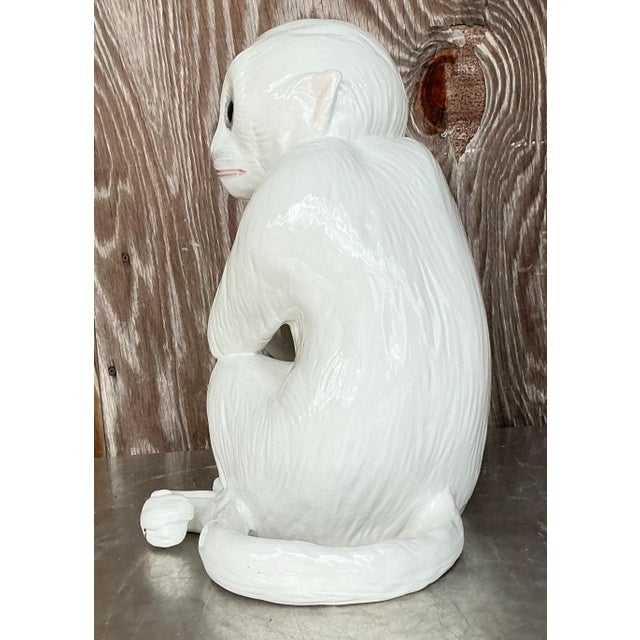 Vintage Italian Glazed Ceramic Monkey | Chairish