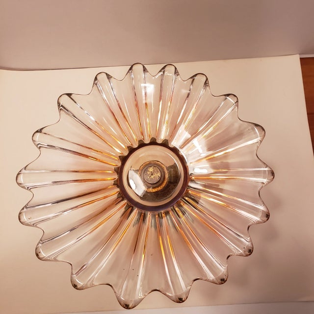 Antique Art Deco Cherub Metal & Pink Glass Compote | Chairish