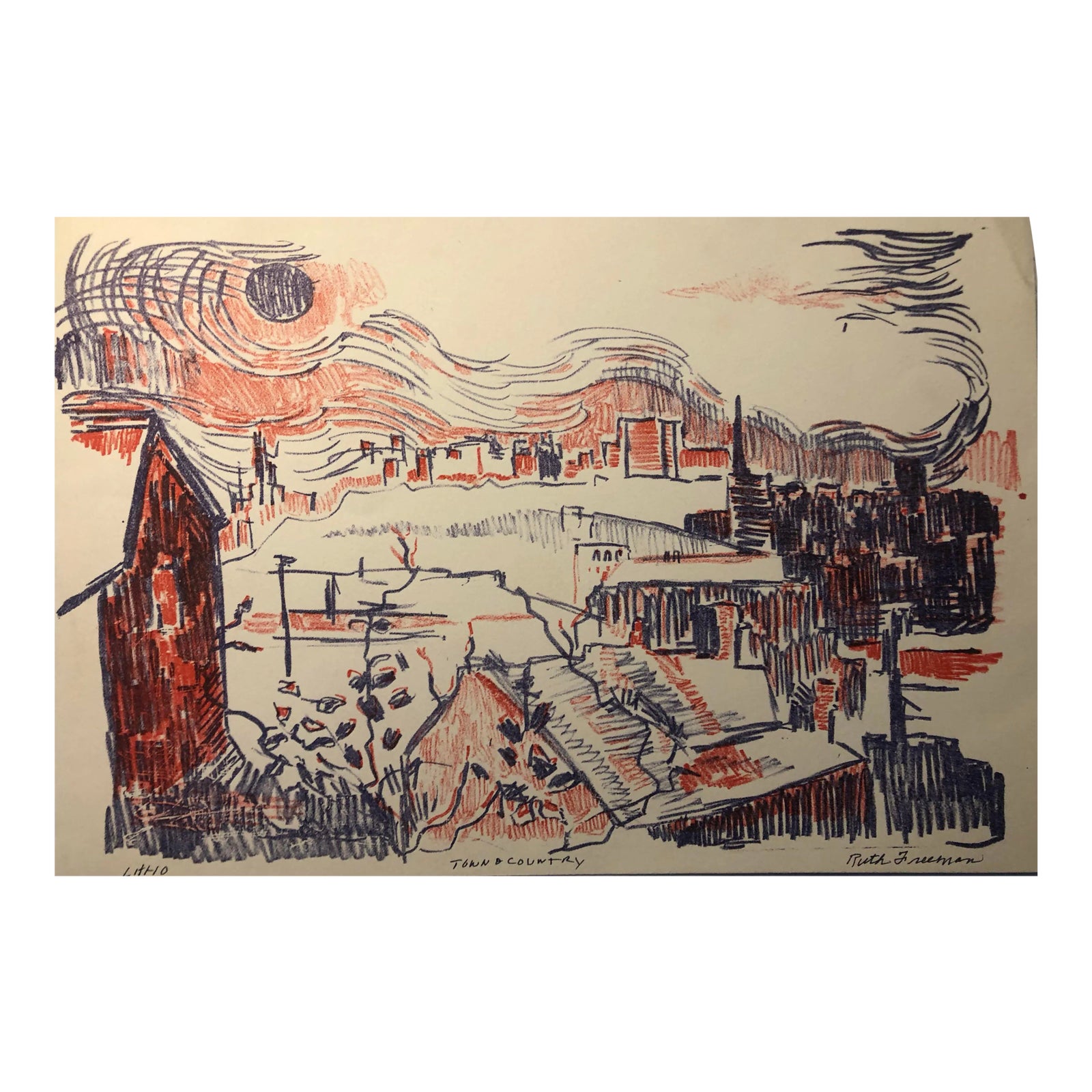 1970s Ruth Freeman Town and Country Litho | Chairish