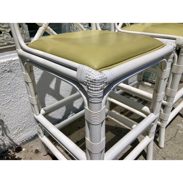 Boho Chic Rattan Chippendale Counter Stools - a Pair | Chairish