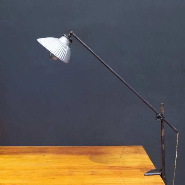 Adjustable Industrial Task Lamp With Glass Shade C.1920-Free Shipping ...
