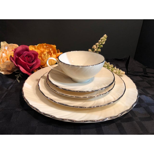 Lenox Weatherly Swirled Dish Platinum Rim Edge Dishes - Set of 10 ...